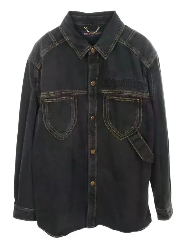LOUIS VUITTON Logo-embroidered Denim Jacket - Grey