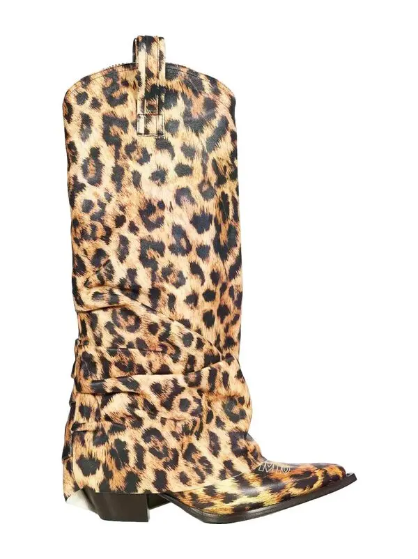 R13 Leopard Print Slouchy Boots - Neutrals