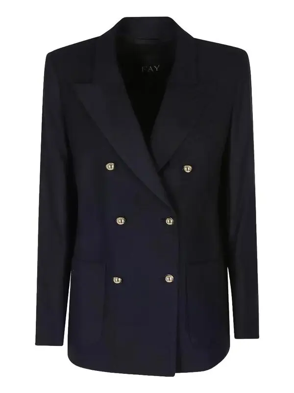 FAY Double-breasted Blazer With Peak Lapels - Blue