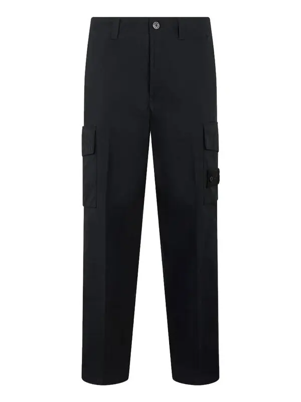 Stone Island All-weather Cotton Canvas Ghost Cargo Trousers - Black