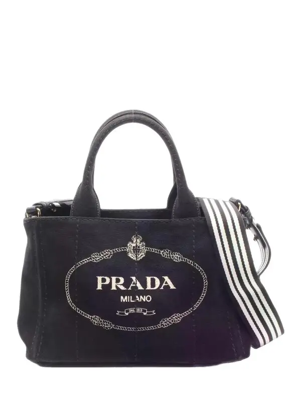 Prada 2000s Canapa Canvas Tote Bag - Black