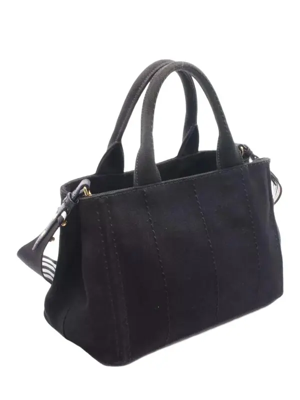 Prada 2000s Canapa Canvas Tote Bag - Black