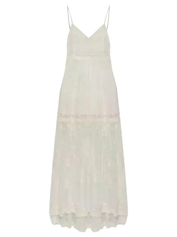 LoveShackFancy Lace-trim Embroidered Maxi Dress - Neutrals