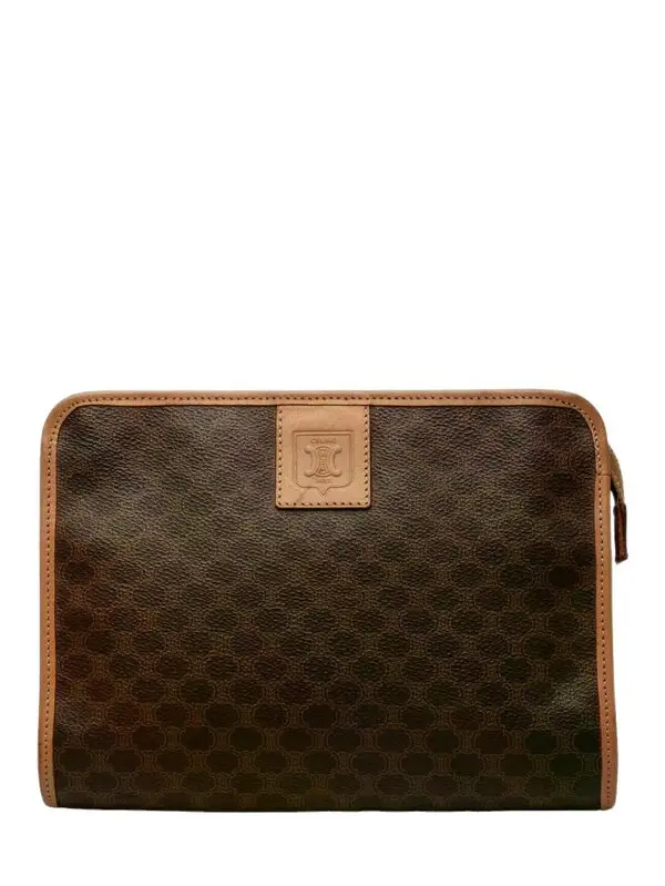 Celine 2015 Macadam Coated Canvas Clutch Bag - Brown