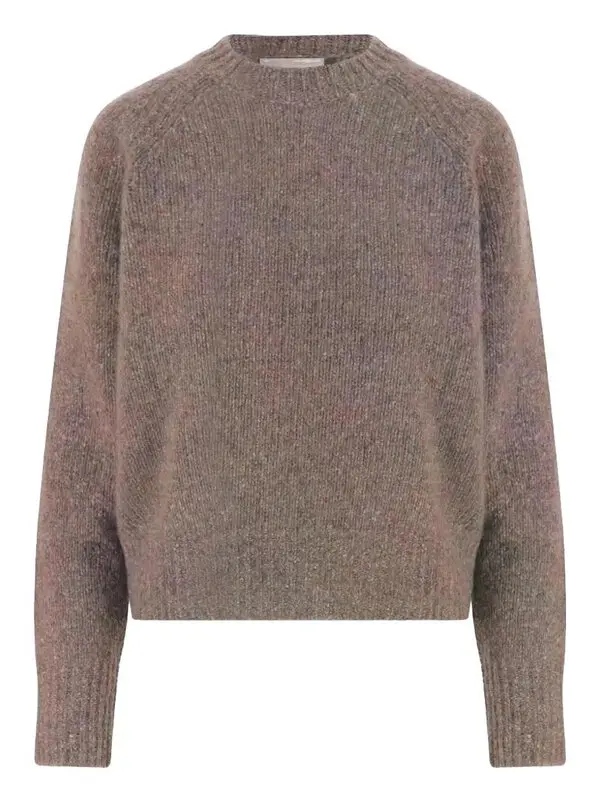ALLUDE Cashmere Crew Neck Raglan Sleeve Sweater - Brown