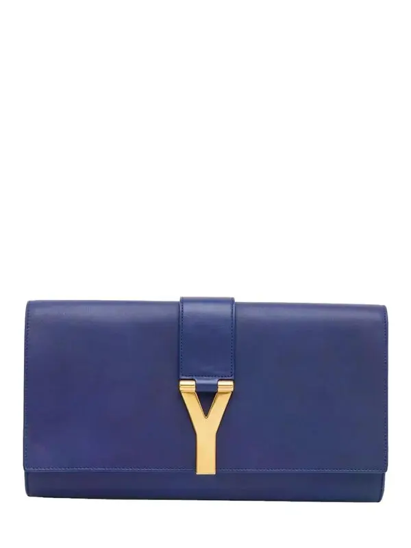 Saint Laurent Ligne Y Leather Clutch Bag - Blue