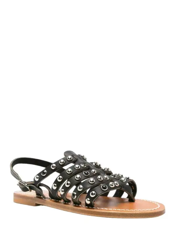 K.JACQUES Studded Cage Sandals - Black