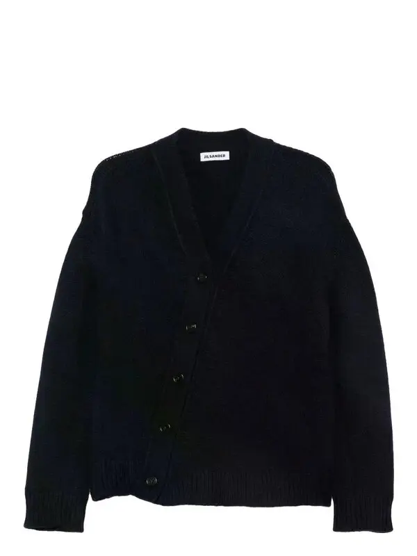 JIL SANDER Asymmetric Ribbed-knit Cardigan - Blue