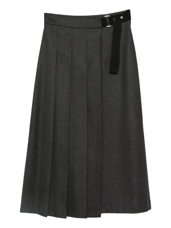 P.a.r.o.s.h Pleated Buckle-fastening Maxi Skirt - Grey