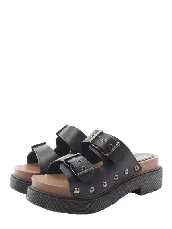 Dior Leather Buckled Platform Sandals - Black