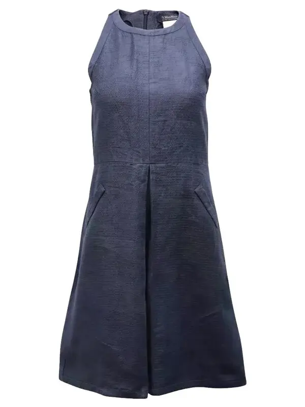 Max Mara Halterneck Sleeveless Textured Dress - Blue