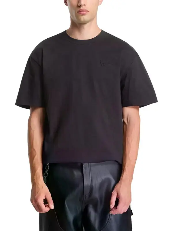 KARL KANI Logo-embroidered Graphic-print T-shirt - Black