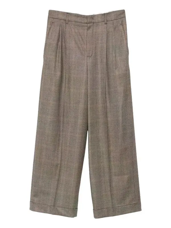 ROSSI Nevin Check-pattern Wide-leg Trousers - Brown