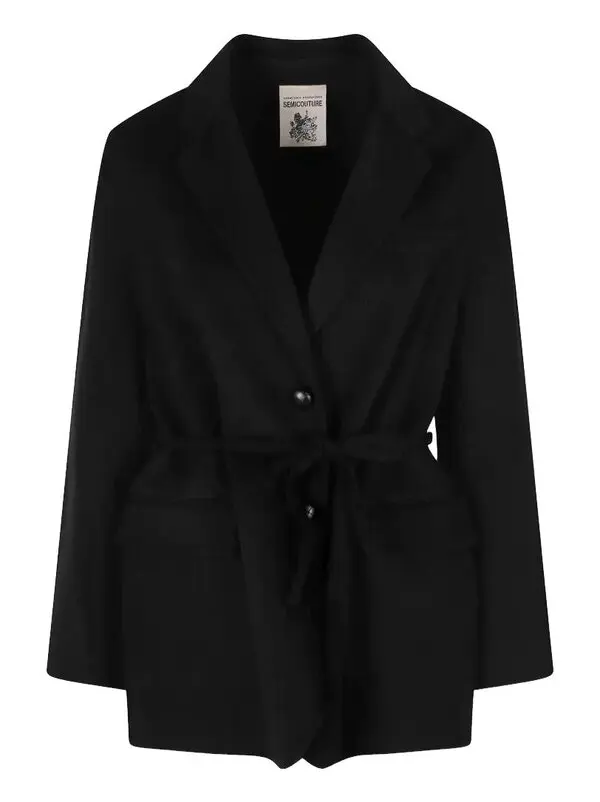 SEMICOUTURE Corine Belted Blazer - Black