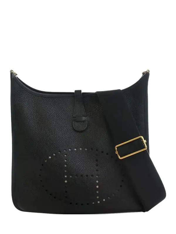 Hermès Clemence Leather Evelyne Crossbody Bag - Black