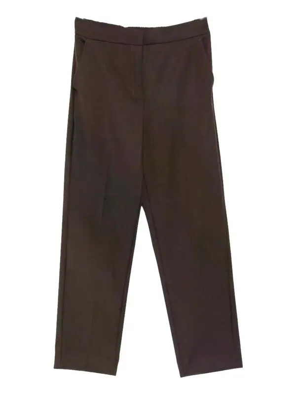 I BLUES Cropped Diagonal-weave Trousers - Brown