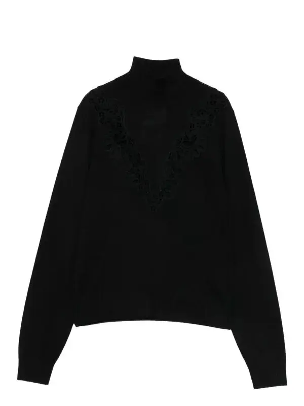 Zimmermann Lace-trimmed Wool Roll Neck Sweater - Black