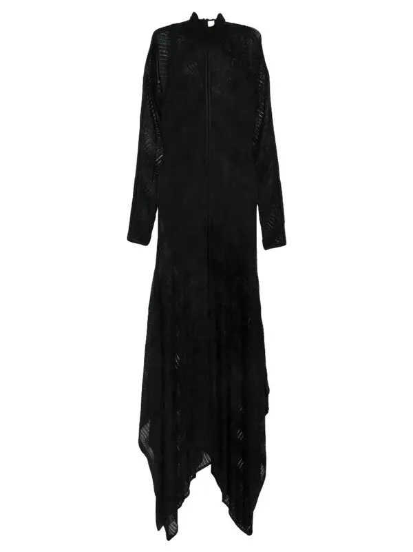 Zimmermann Asymmetric Pointelle-knit Handkerchief-hem Maxi Dress - Black