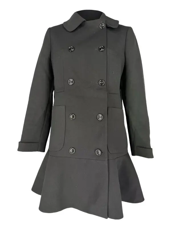 Miu Miu 2006 Double-breasted Ruffle Coat - Black