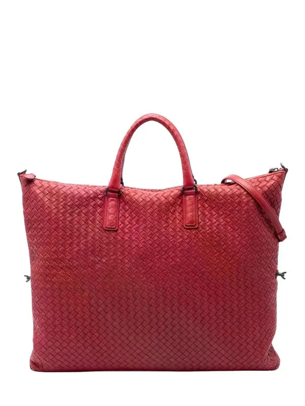 Bottega Veneta Maxi Nappa Intrecciato Convertible Tote Travel Bag - Red