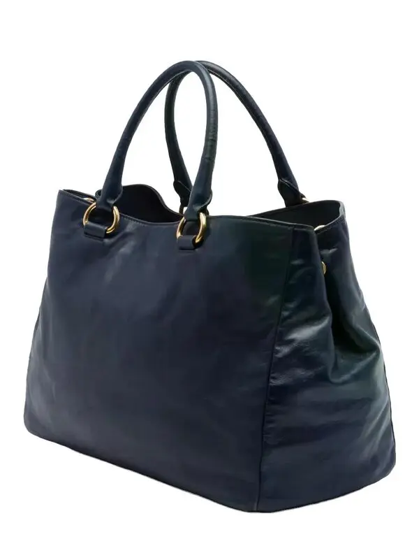 Prada Soft Calfskin Shopping Tote Satchel - Blue