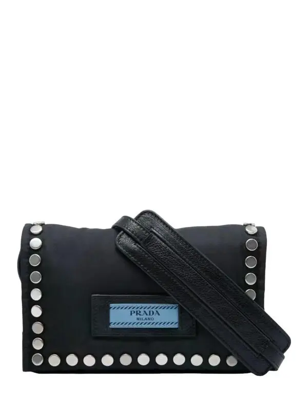 Prada Tessuto Etiquette Cross Body Bag - Black