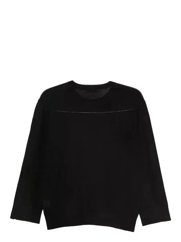 KANGRA Button-sleeve Fine Knit Sweater - Black