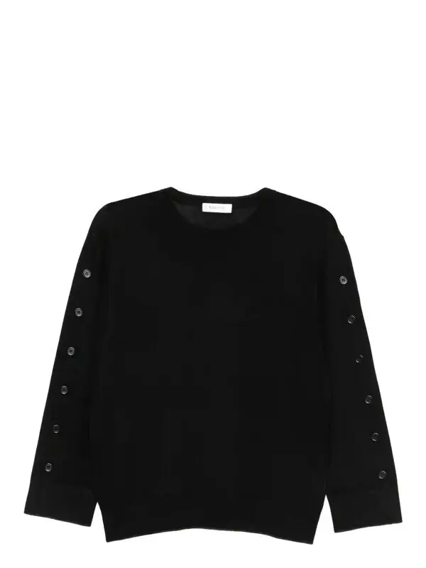 KANGRA Button-sleeve Fine Knit Sweater - Black