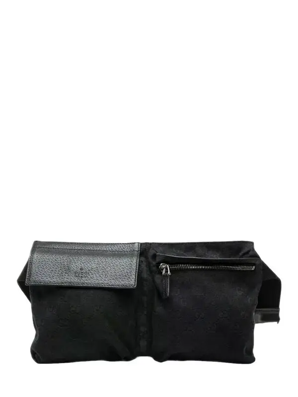 Gucci Gg Canvas Double Pocket Belt Bag - Black