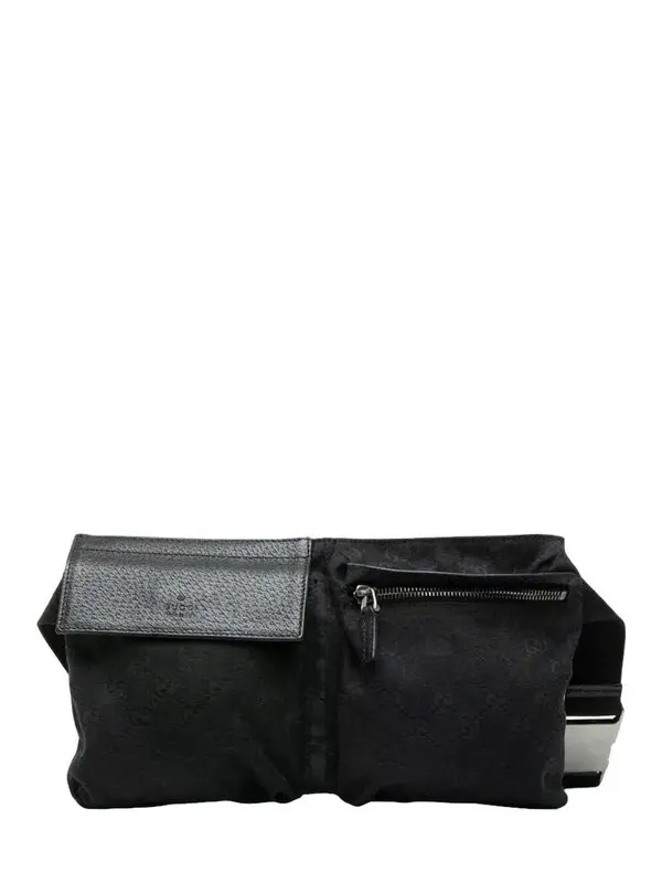 Gucci Gg Canvas Double Pocket Belt Bag - Black