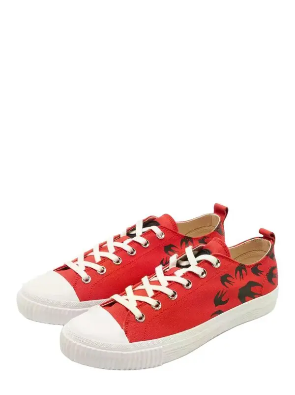 Alexander McQueen Swallow Printed Lace-up Sneakers - Red