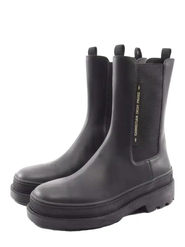 Dior Leather Round Toe Elasticated Side-gore Chelsea Boots - Black