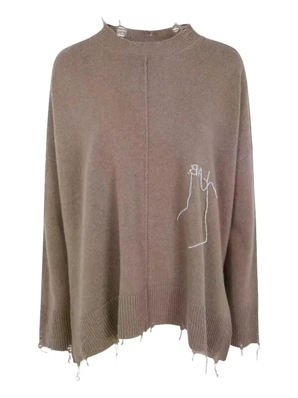 Laboratorio Capri Distressed Embroidered Sweater - Brown