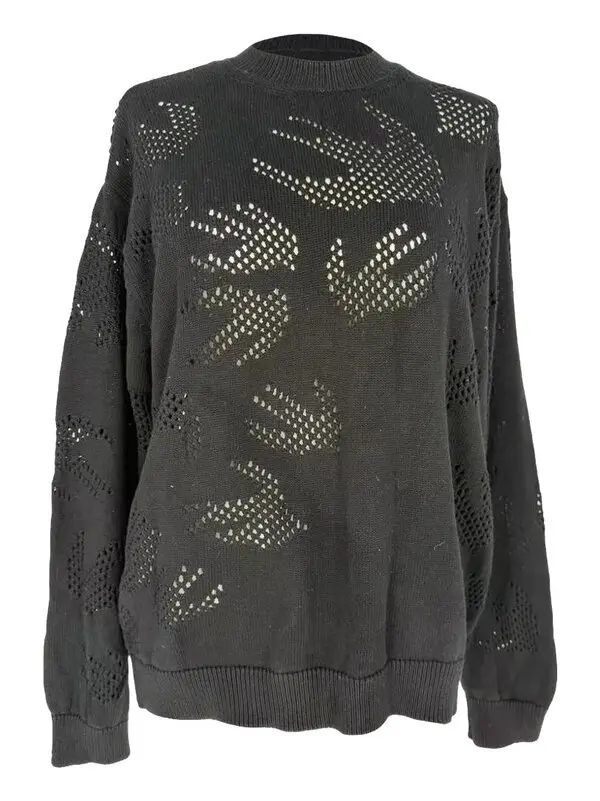 Alexander McQueen Pointelle Swallow Sweater - Black