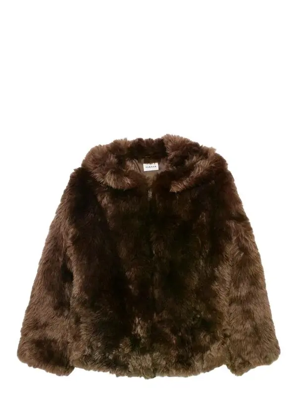 P.a.r.o.s.h Faux Fur Hooded Jacket - Brown