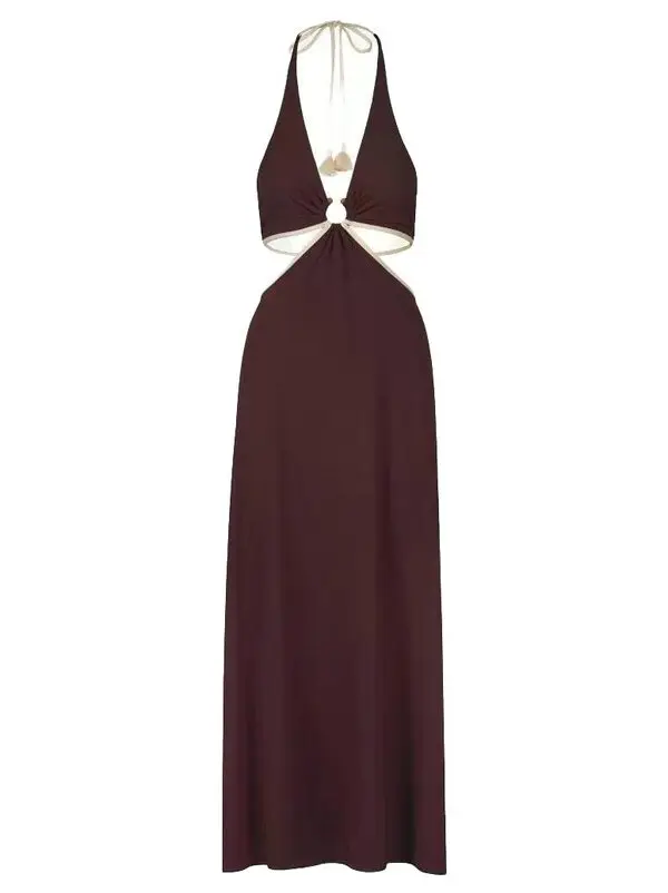 Johanna Ortiz Burgundy Cut-out Maxi Dress - Brown