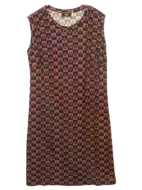 Fendi 2000s Logo Print Sleeveless Mini Dress - Red