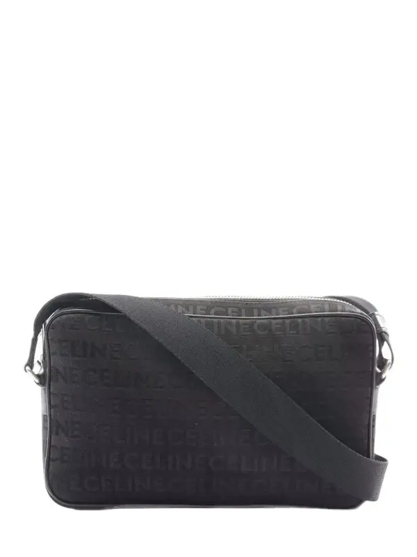 Celine Embroidered Logo Shoulder Bag - Black