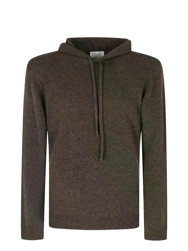 ROBERTO COLLINA Drawstring Knitted Wool Hoodie - Brown
