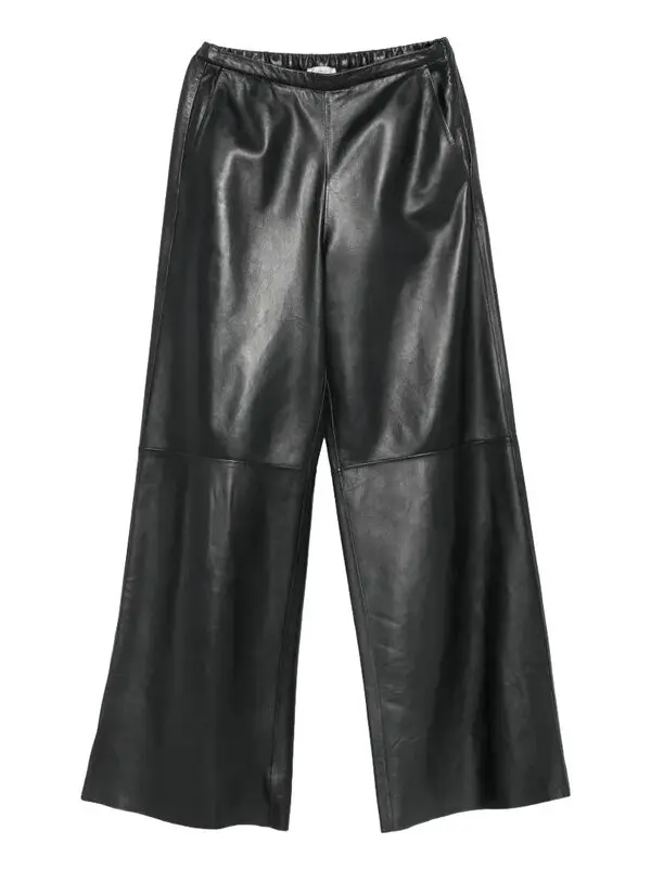 FORTE_FORTE Wide-leg Leather Trousers - Black