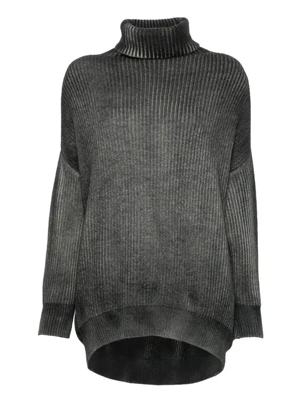 Avant Toi Ribbed Roll-neck Sweater - Grey