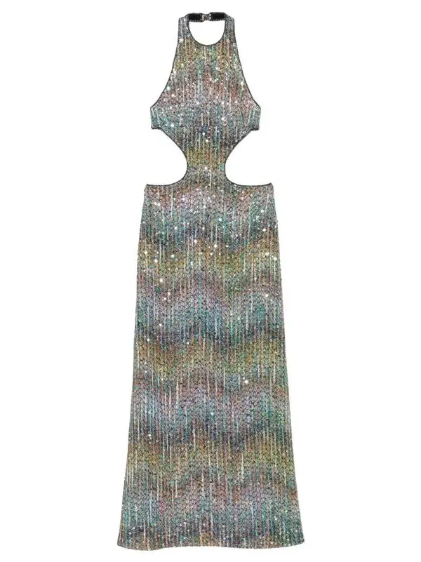 Missoni Sequin-embellished Cut-out Maxi Dress - Grey