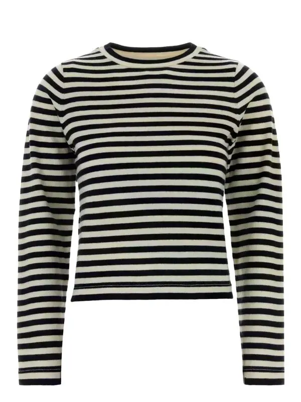 Extreme Cashmere Striped Long Sleeve Crew Neck Sweater - White