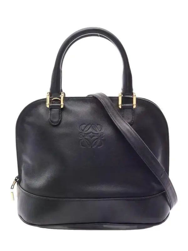 Loewe 2010s Anagram Leather Tote Bag - Black