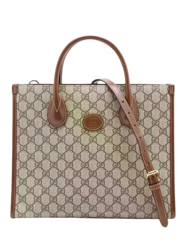 Gucci Small Gg Supreme Interlocking G Tote Satchel - Neutrals