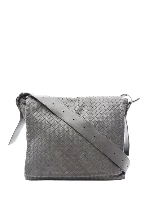 Bottega Veneta 2000s Intrecciato Messenger Bag - Grey