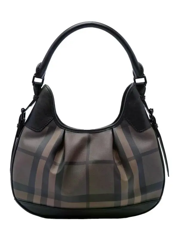 Burberry Smoke Check Coated Canvas Brooklyn Hobo Bag - Brown