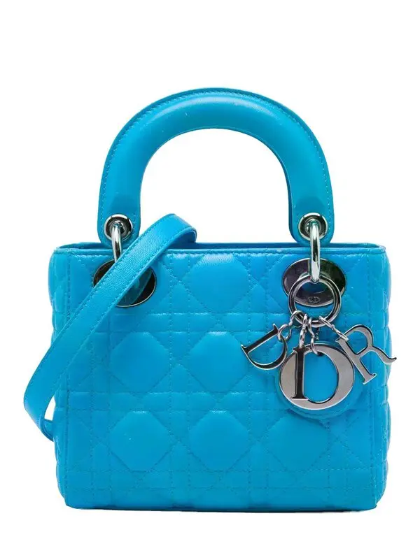 Dior Lambskin Cannage Lady Satchel - Blue