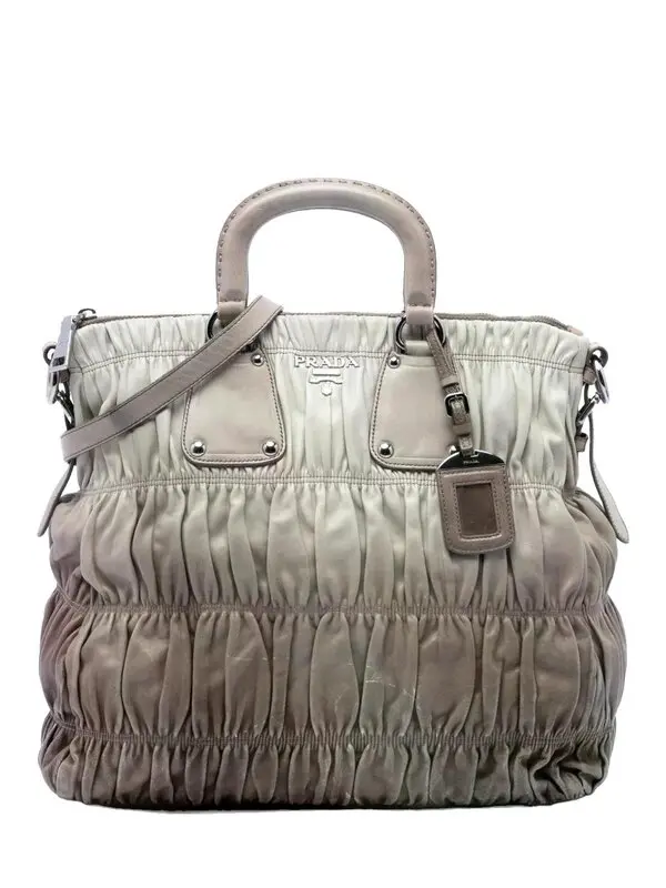 Prada Nappa Gaufre Ombre Satchel - Neutrals