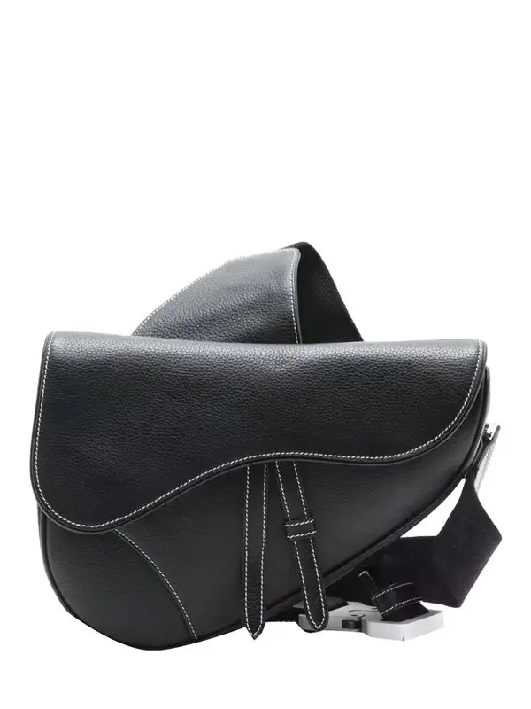 Dior Grained Calfskin Saddle Cross Body Bag - Black